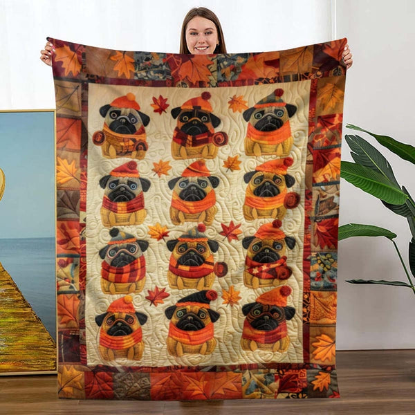 Autumn Vibe Pugs Blanket - D241 - Premium Blanket - Nberd