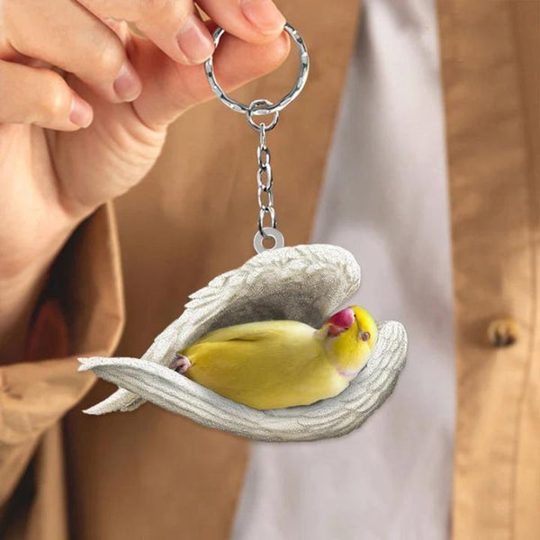 Sleeping Angel Acrylic Keychain Yellow Indian Ring Neck SA259 - Nberd